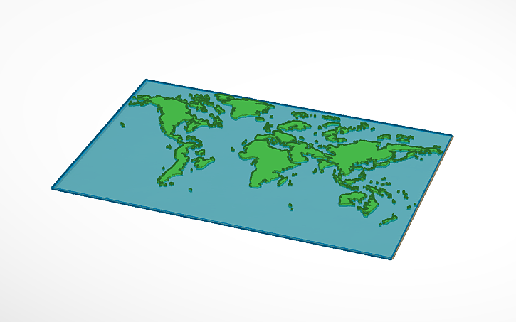 3D design Flooded world map - Tinkercad
