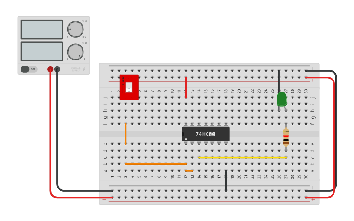 Circuit design NOT GATE Using NAND GATE | Tinkercad