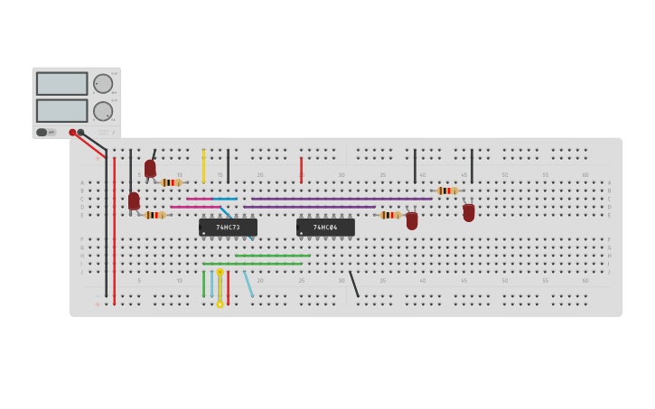 Circuit design Master slave jk ff - Tinkercad