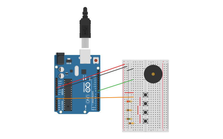 Circuit design teclado musical - Tinkercad
