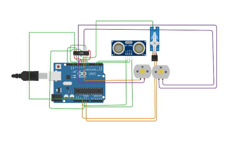Circuit Design Obstacle Sensor Robot Tinkercad