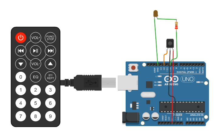 Circuit design IR Remote Led UM6P | Tinkercad