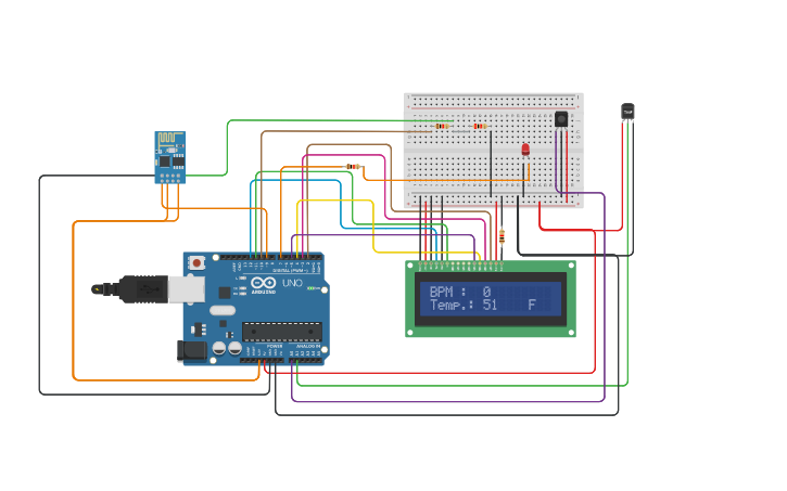 Circuit design Patient health monitoring system - Tinkercad