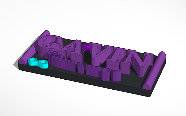 3D design Gavin nametag - Tinkercad