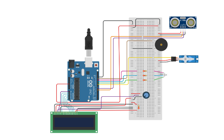 Circuit Design Servo Motor And Rgb Led Controlled By Ultrasonic Sensor