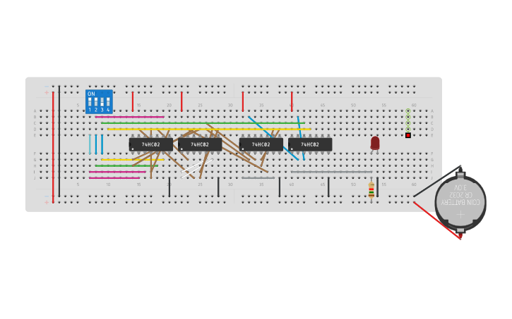 Circuit design NOR 2 | Tinkercad