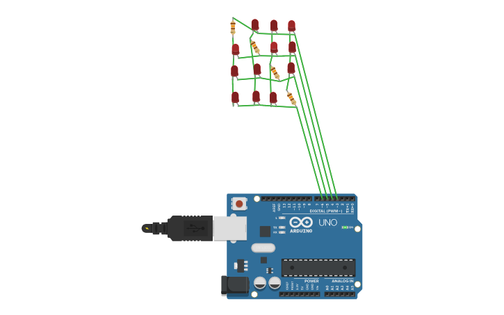 Circuit design CharliePlexing | Tinkercad