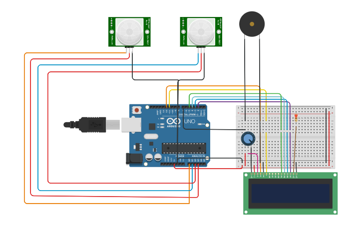 Circuit Design Bidirectional Visitor Counter Tinkercad