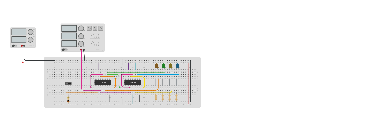 Circuit design SIPO - Tinkercad