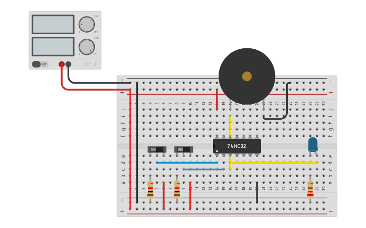 Circuit design Door-Bell (OR) | Tinkercad
