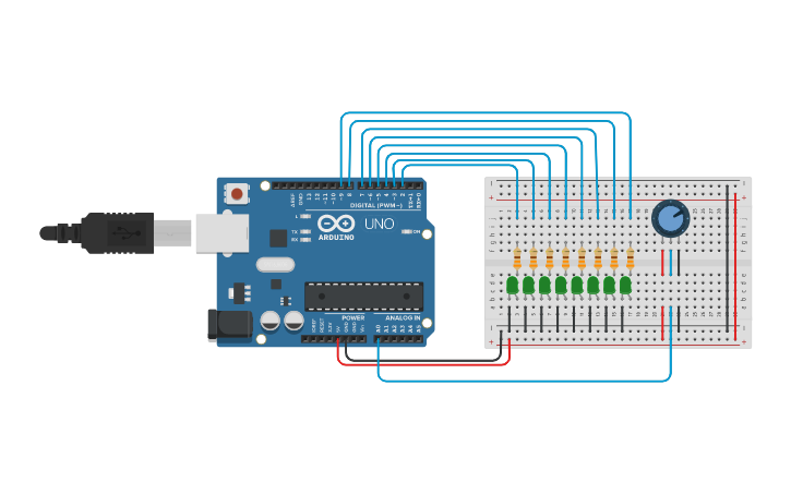 Circuit Design Midterm Part 2 Led Display Module Using Potentiometer Tinkercad