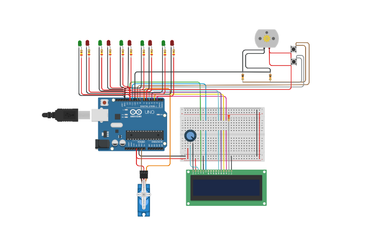Circuit design Smart Car Park- Group Project - Tinkercad