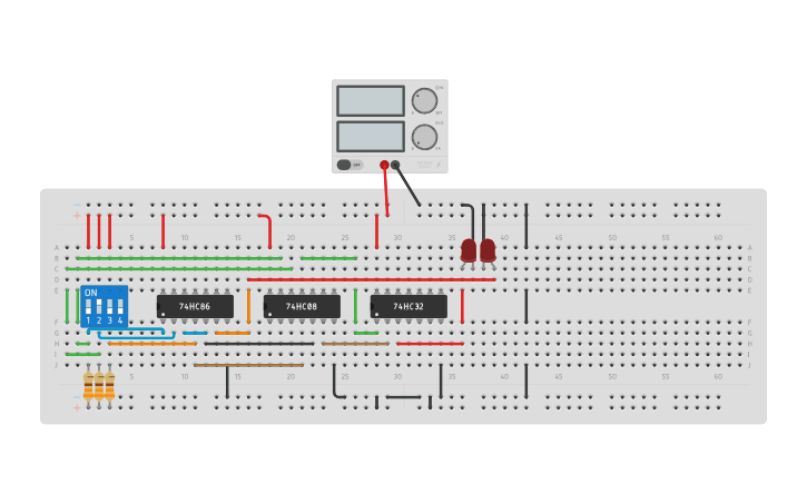 Circuit Design Sumador Completo Cecyt3 Tinkercad