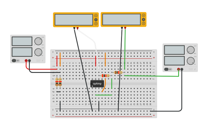Circuit design OAmp Inversor CC - Tinkercad