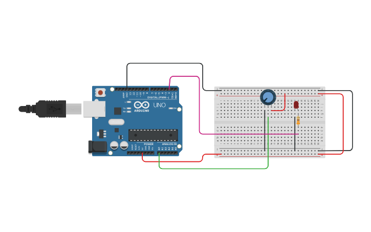 Circuit design temperatura con potenciometro - Tinkercad