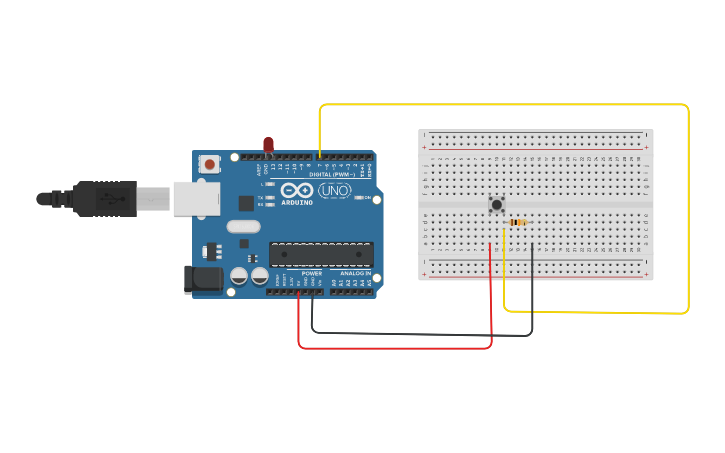 Circuit design Led + button v1 [pressed] - Tinkercad