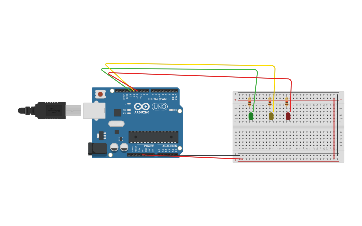 Circuit design Traffic Light - Tinkercad