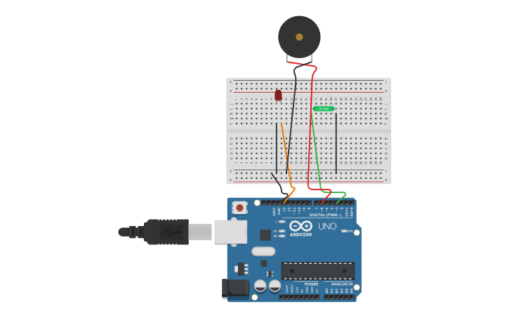 Circuit design Tilt Sensor with Buzzer - Tinkercad
