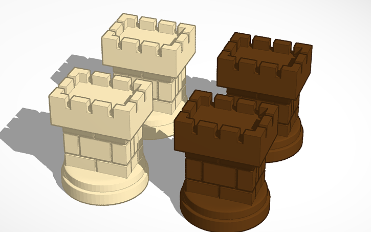 3D design Custom Chess Piece - Castle Wall - Tinkercad