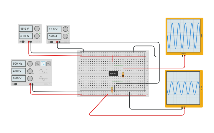 Circuit design Ampli. inversor - Tinkercad