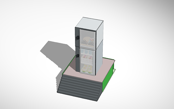 3D design Futuristic Refrigerator (including food) | Tinkercad
