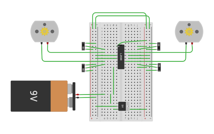 Circuit design L293D - H bridge - Tinkercad