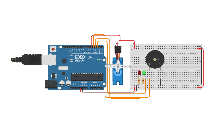 Circuit design Servomotor Subsystem - Tinkercad