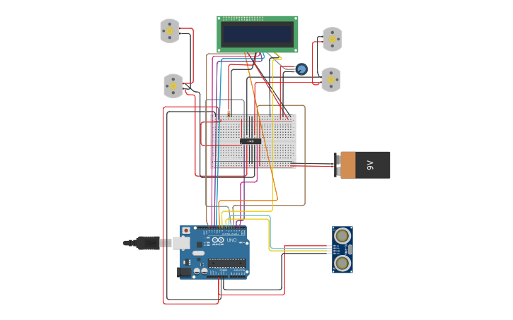 Circuit design Obstacle Avoiding Robot - Tinkercad