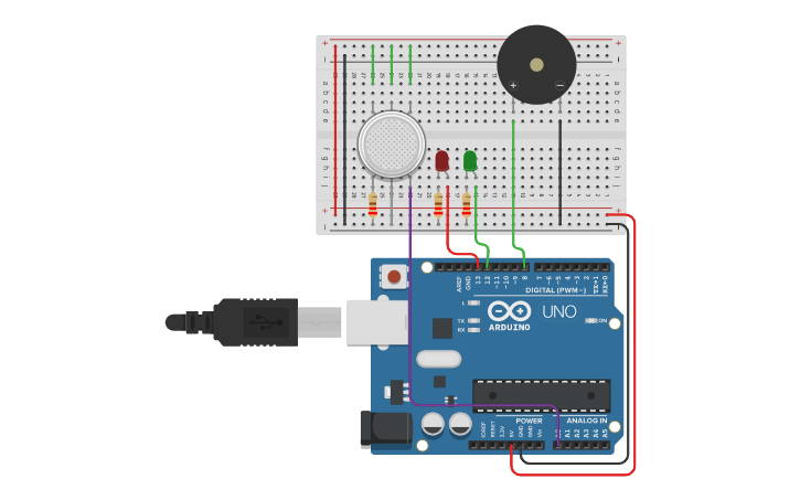 Circuit design Fire alarm system(swc-lab-project)) - Tinkercad