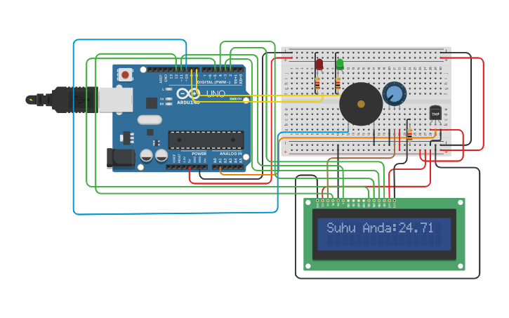 Circuit design Covid-19 Arduino deteksi suhu Hilmi | Tinkercad