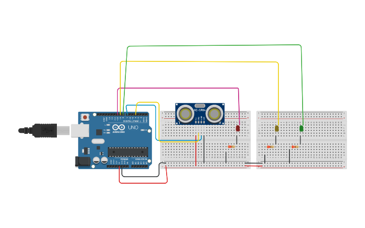 Circuit design distance detector - Tinkercad