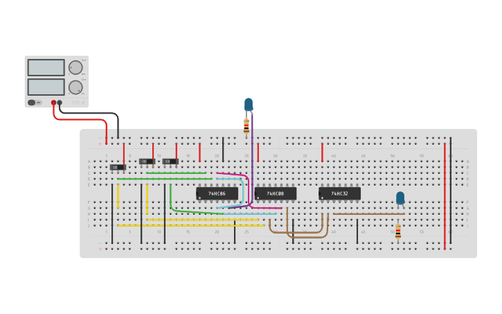 Circuit design FULL ADDER USING BASIC GATES | Tinkercad Circuit design FULL ADDER USING BASIC GATES | Tinkercad