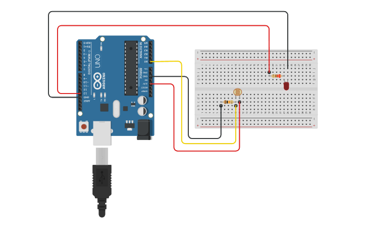 Circuit design LDR and LED Lambert - Tinkercad