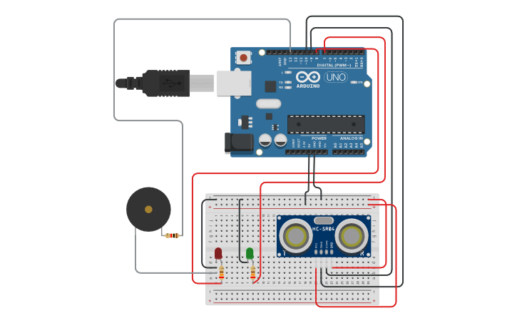 Circuit design PIEZO AND LED - Tinkercad
