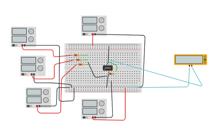 Circuit design inverting adder - Tinkercad