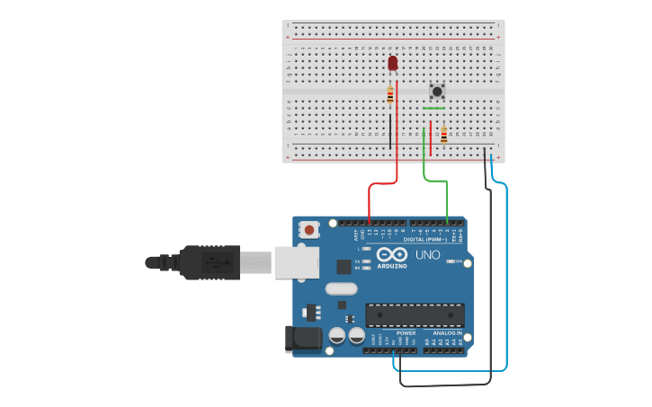 Circuit design 1° Button | Tinkercad