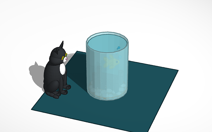 3D design Cat and Fish Tank - Tinkercad