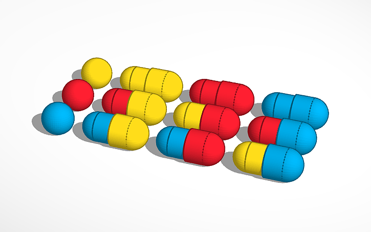 3D design Dr. Mario Capsules - Tinkercad