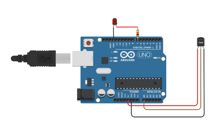 Circuit design Temperature Sensor - Tinkercad