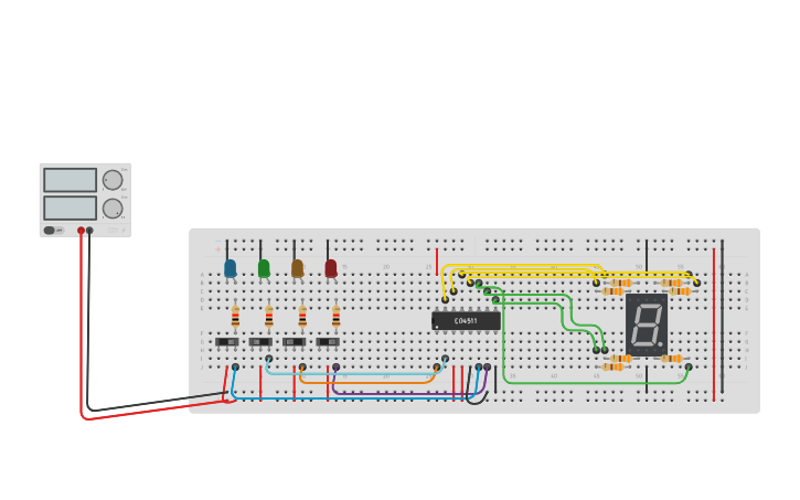 Circuit design 7 SEGMENT COMMON CATHODE | Tinkercad