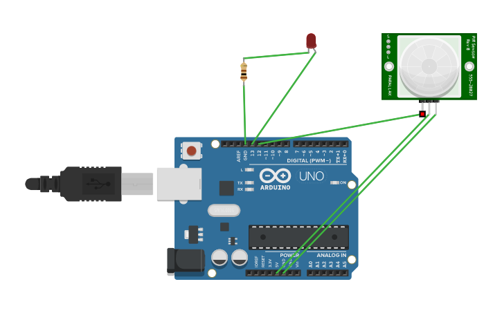 Circuit Design Motion Sensor Tinkercad