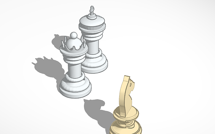 3D design Chess (king, queen and knight) - Tinkercad