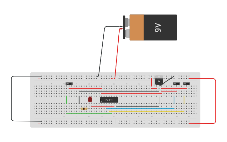 Circuit design desafio portas And 3 entradas | Tinkercad