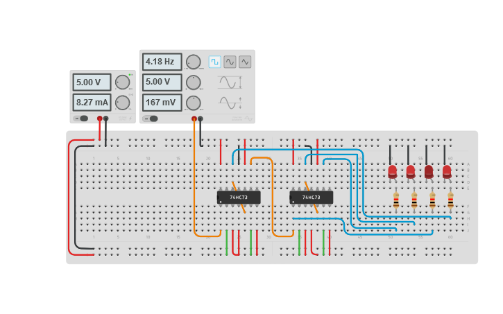 Circuit Design Asynchronous 4 Bit Counter Using Jk Ff Tinkercad