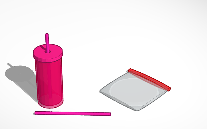 3d Design Reusable Straw Cups And Ziploc Bags Tinkercad