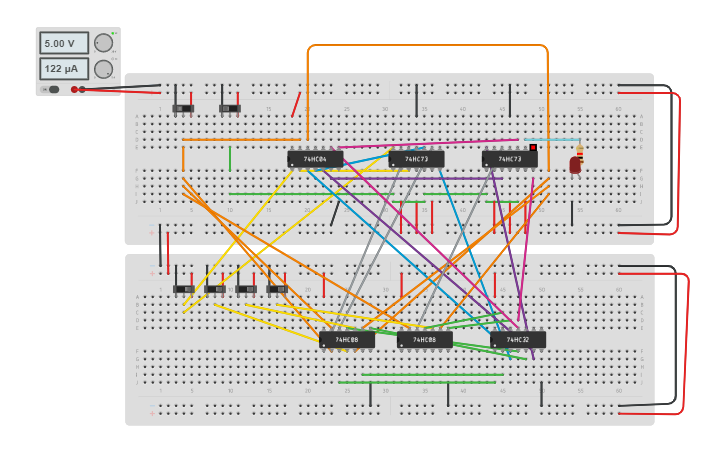 Circuit design PISO Shift register 1 - Tinkercad