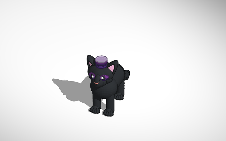 3D design Purple Eyes,Purple Hat Black Cat - Tinkercad