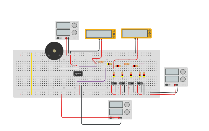 Circuit design Conversor D/A R2R | Tinkercad