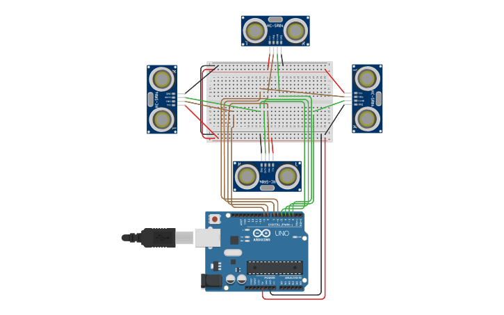 Circuit design ultrasonic - Tinkercad