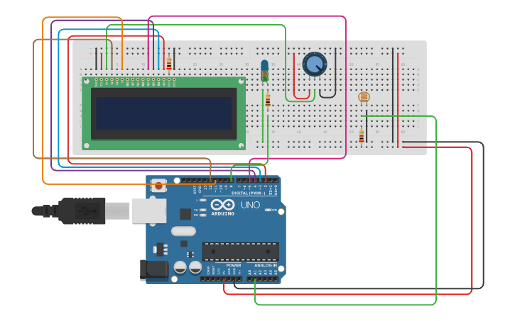 Circuit design fotoresistencia pantalla led - Tinkercad